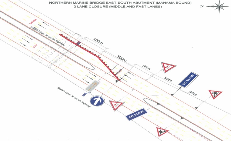 Bahrain News: Closure of fast, middle lanes on Sitra Bridge