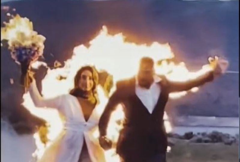 OMG: Stunt couple celebrate wedding by setting themselves on fire