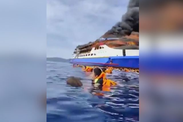 World News: Passengers jump into sea after massive ferry fire in Indonesia